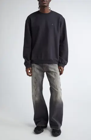 Acne Studios Embroidered Face Patch Fleece Sweatshirt - Black