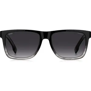 BOSS 57mm Gradient Polarized Square Sunglasses - Black Grey/grey Sf Polar