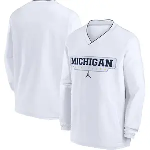 JORDAN BRAND Michigan Wolverines 2024 Sideline Pullover Windshirt - White