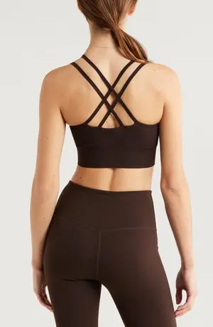 Zella Seamless Strappy Sports Bra - Brown Mole
