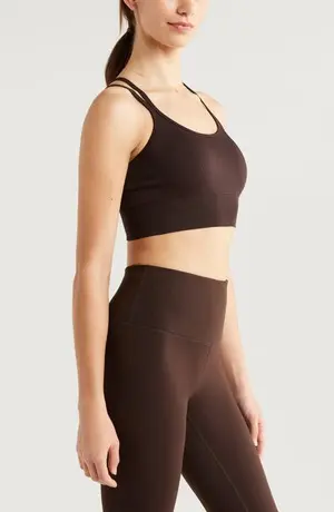 Zella Seamless Strappy Sports Bra - Brown Mole