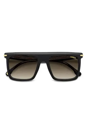 Carrera Eyewear 56mm Rectangular Flat Top Sunglasses - Black Gold/ Black Brown Green