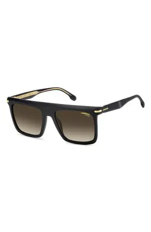 Carrera Eyewear 56mm Rectangular Flat Top Sunglasses - Black Gold/ Black Brown Green