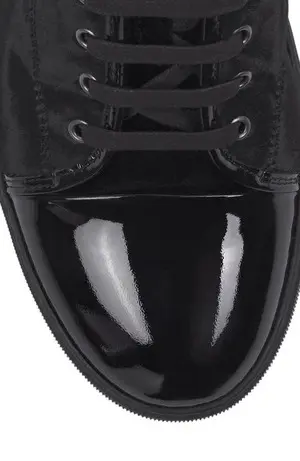 LANVIN Dbb1 Velvet And Patent Leather Sneakers - Black/black