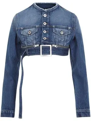 Jean Paul Gaultier Cropped Denim Jacket - Blue