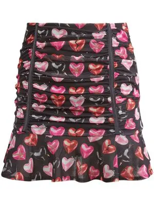 FLEUR DU MAL Heart-print Mini Skirt