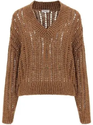 Brunello Cucinelli Net Jumper - Brown