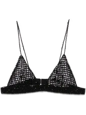 GOLDEN GOOSE Beaded Crochet Bra Top - Black