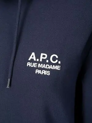 A.p.c. Logo-embroidered Hoodie - Blue