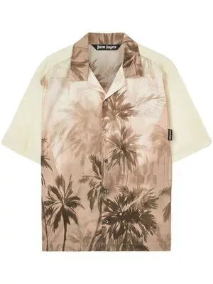 Palm Angels Sunset Palms Bowling Shirt - Neutrals