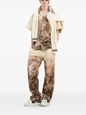 Palm Angels Sunset Palms Bowling Shirt - Neutrals