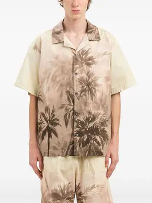 Palm Angels Sunset Palms Bowling Shirt - Neutrals
