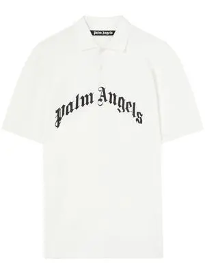 Palm Angels Logo-embroidered Polo T-shirt - White