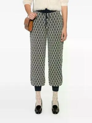 Valentino Garavani Toute La V Jacquard Knit Trousers Neutrals