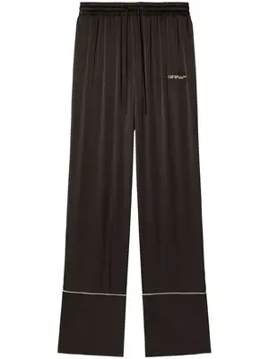 Off-White Satin Pyjama Pants - Black