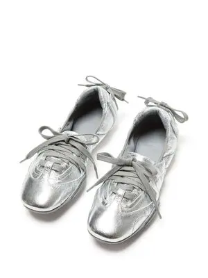Acne Studios Lace-up Leather Ballet Flats - Silver