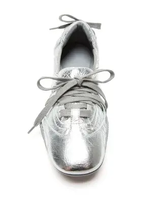 Acne Studios Lace-up Leather Ballet Flats - Silver