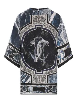 Roberto Cavalli Marble-print Silk Blouse