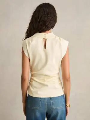 REISS Cobi Draped Sleeveless Top - Pale Yellow