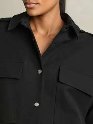 REISS Myrtle Cropped Twill Shirt Jacket