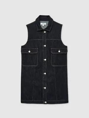 REISS Brooklyn Sleeveless Denim Shift Mini Dress