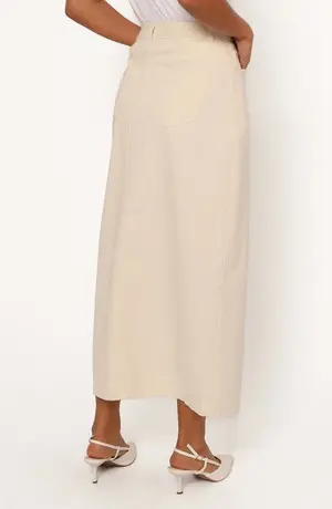 PETAL & PUP Kellen Slit Front Cotton Corduroy Maxi Skirt