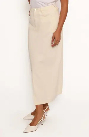 PETAL & PUP Kellen Slit Front Cotton Corduroy Maxi Skirt