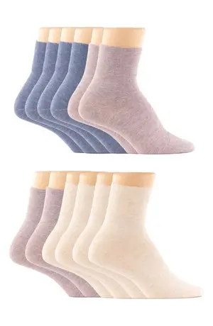 Felina 6-pack Ankle Socks - Dusk/ Lavender/ Sand