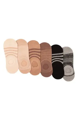 Felina 6-pack No-show Socks - Beige Multi