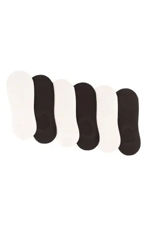 Felina 6-pack No-show Socks - Black/ White