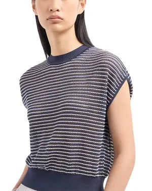 Emporio Armani Striped Cap Sleeve Sweater