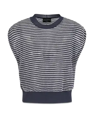 Emporio Armani Striped Cap Sleeve Sweater