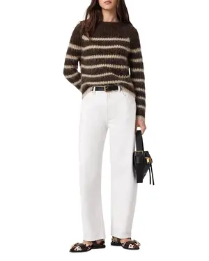 ALLSAINTS Riga Striped Sweater - Bottle Brown