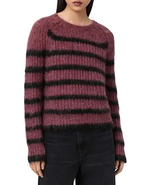 ALLSAINTS Riga Striped Sweater - Raspberry