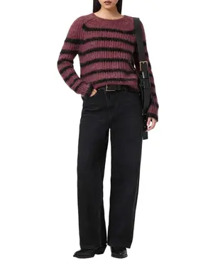 ALLSAINTS Riga Striped Sweater - Raspberry