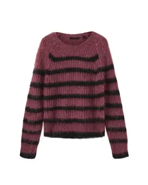 ALLSAINTS Riga Striped Sweater - Raspberry