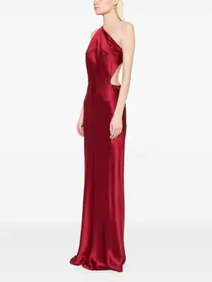 Michelle Mason Asymmetrical Silk Gown - Red