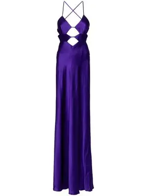 Michelle Mason Cutout Detail Gown - Purple