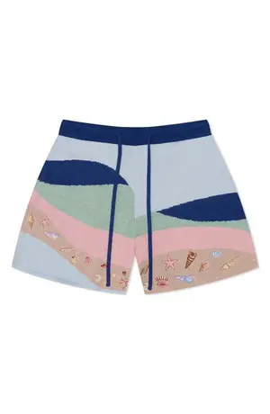 MAVRANS Beach House Jacquard Sweater Shorts - Blue Multi