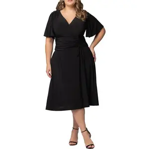 KIYONNA Jemma Ruched Tie Dress - Black