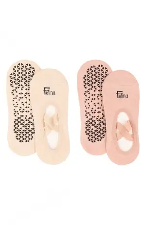 Felina Felina 2-Pack Pilates Socks Shell/ Pink