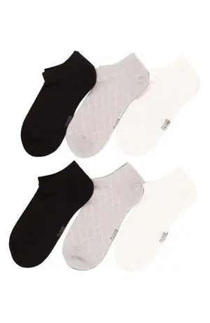 Felina Assorted 6-pack No Show Socks - Black/ Grey/ White