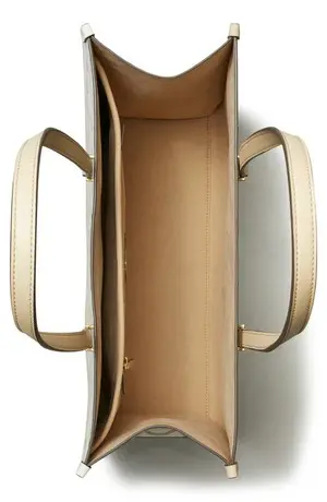 Tory Burch T Monogram Embossed Leather Tote - Beige