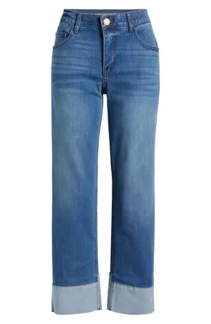 Wit & Wisdom High Waist Cuffed Straight Leg Jeans