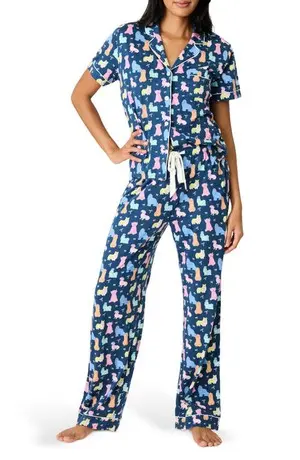 PJ Salvage Whimsy Cotton Blend Pajamas Navy