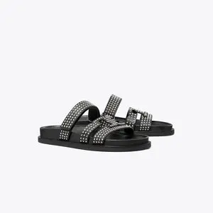 Tory Burch Ines Studded Slides - Perfect Black