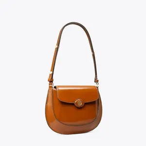 Tory Burch Robinson Spazzolato Small Flap Bag - Dark Sienna