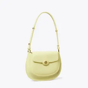 Tory Burch Tory Burch Robinson Spazzolato Small Flap Bag Lemon
