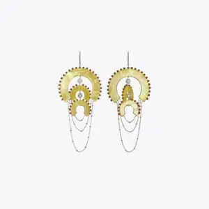 Tory Burch Curiosity Chandelier Earrings - Antique Light Silver/yellow