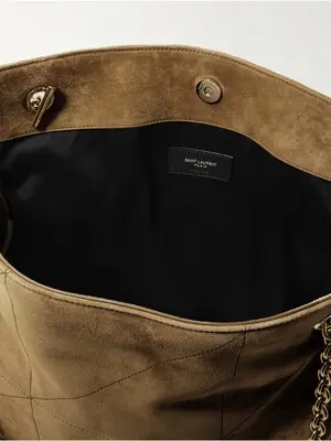 Saint Laurent Jamie Quilted Suede Shoulder Bag - Green
